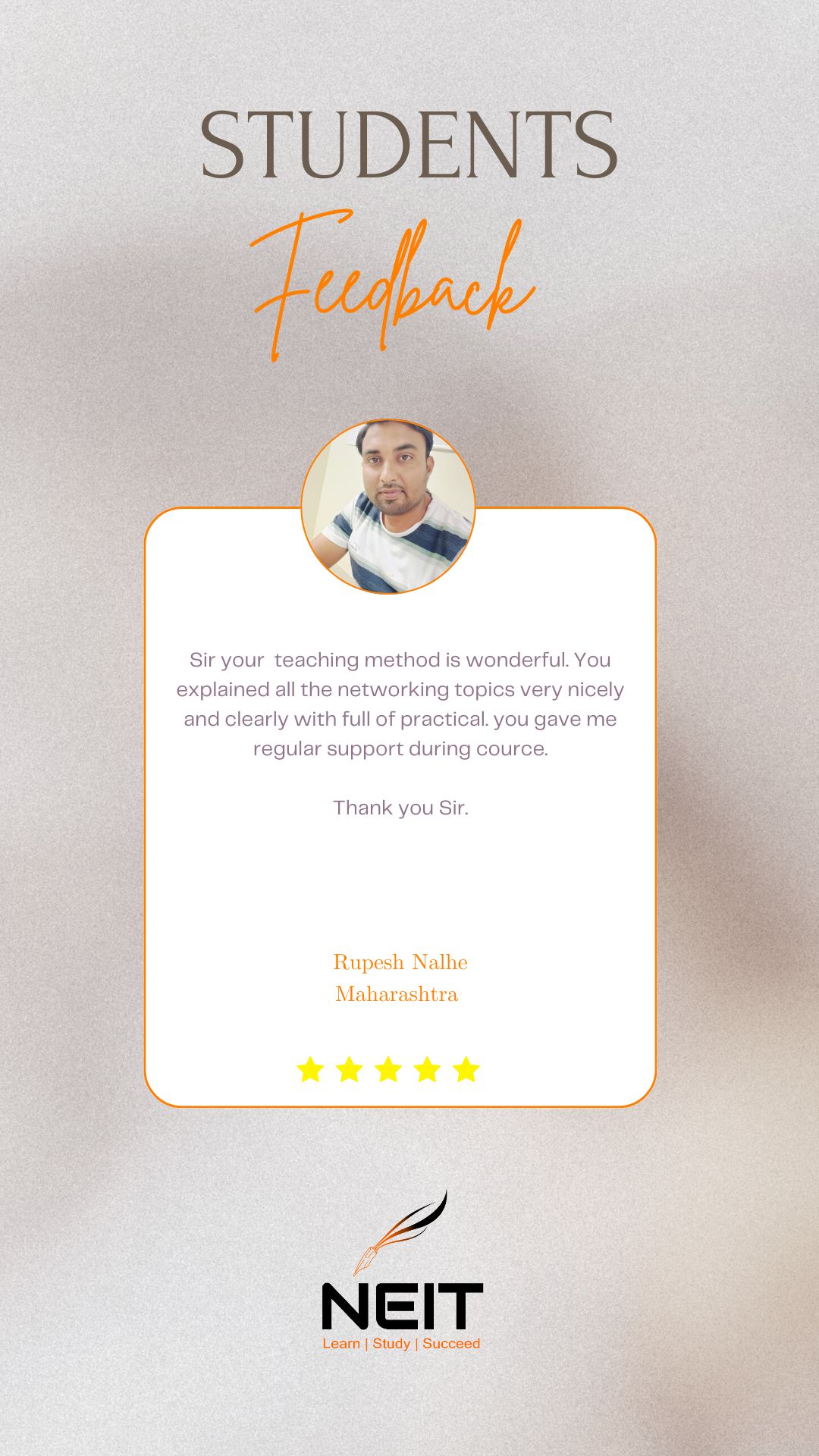 NEIT Training Center on LinkedIn: Congratulations Rupesh Nalhe ... NEIT Training Center on LinkedIn: Congratulations Rupesh Nalhe ...