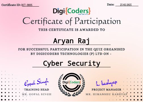 Aryan Raj on LinkedIn: #digicoders #cybersecurity #connections Aryan Raj on LinkedIn: #digicoders #cybersecurity #connections