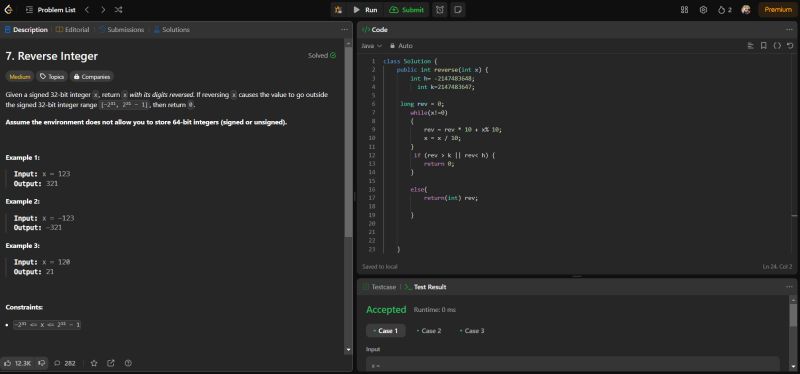 Day 39 of #100DaysOfCode challenge: Reverse Integer | vaibhav Kadam ... Day 39 of #100DaysOfCode challenge: Reverse Integer | vaibhav Kadam ...