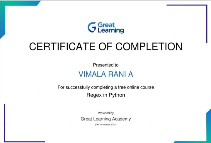 #python #regex #learning #codingjourney #datascience | Vimala Rani A #python #regex #learning #codingjourney #datascience | Vimala Rani A