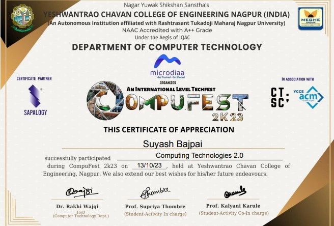Suyash Bajpai on LinkedIn: certificate of appreciation Suyash Bajpai on LinkedIn: certificate of appreciation