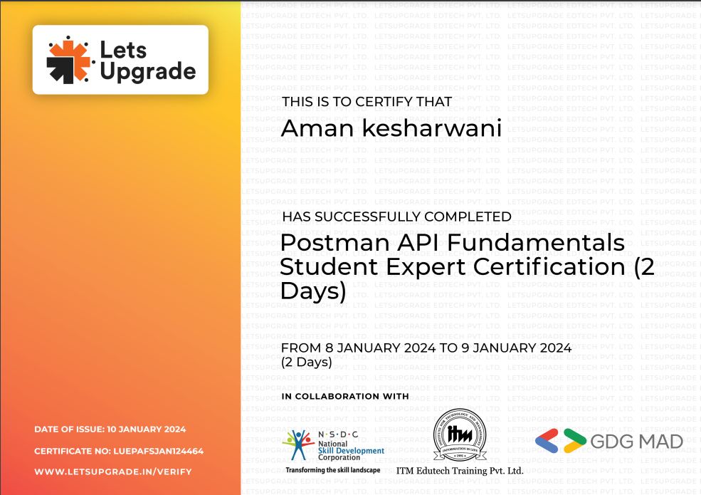 Hey Everyone, I am excited to share that I have completed the Postman ... Hey Everyone, I am excited to share that I have completed the Postman ...