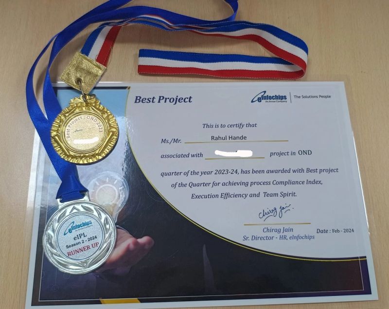 Rahul Hande on LinkedIn: Proud to receive the Best Project Award in OND ... Rahul Hande on LinkedIn: Proud to receive the Best Project Award in OND ...