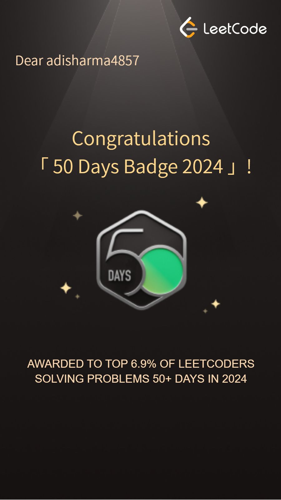 Aditya Sharma on LinkedIn: #50daysofcode #achievement #leetcode #badge Aditya Sharma on LinkedIn: #50daysofcode #achievement #leetcode #badge