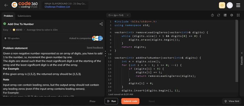 Aadya Patel on LinkedIn: #ninjaslayground #codingchallenge #keepcoding ... Aadya Patel on LinkedIn: #ninjaslayground #codingchallenge #keepcoding ...