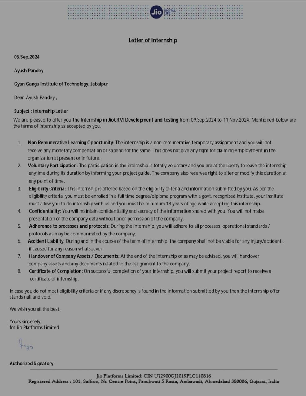 Ayush Pandey on LinkedIn: #internship #ai #machinelearning #reliancejio Ayush Pandey on LinkedIn: #internship #ai #machinelearning #reliancejio