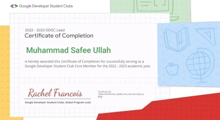 MUHAMMAD SAFEE ULLAH on LinkedIn: #gdsc #learningjourney # ... MUHAMMAD SAFEE ULLAH on LinkedIn: #gdsc #learningjourney # ...
