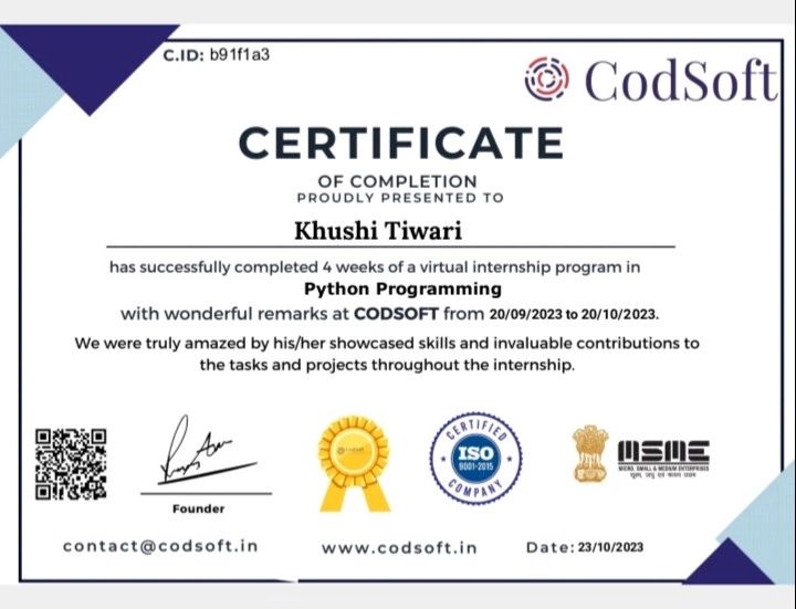 #python #internship #codingjourney | Khushi Tiwari #python #internship #codingjourney | Khushi Tiwari