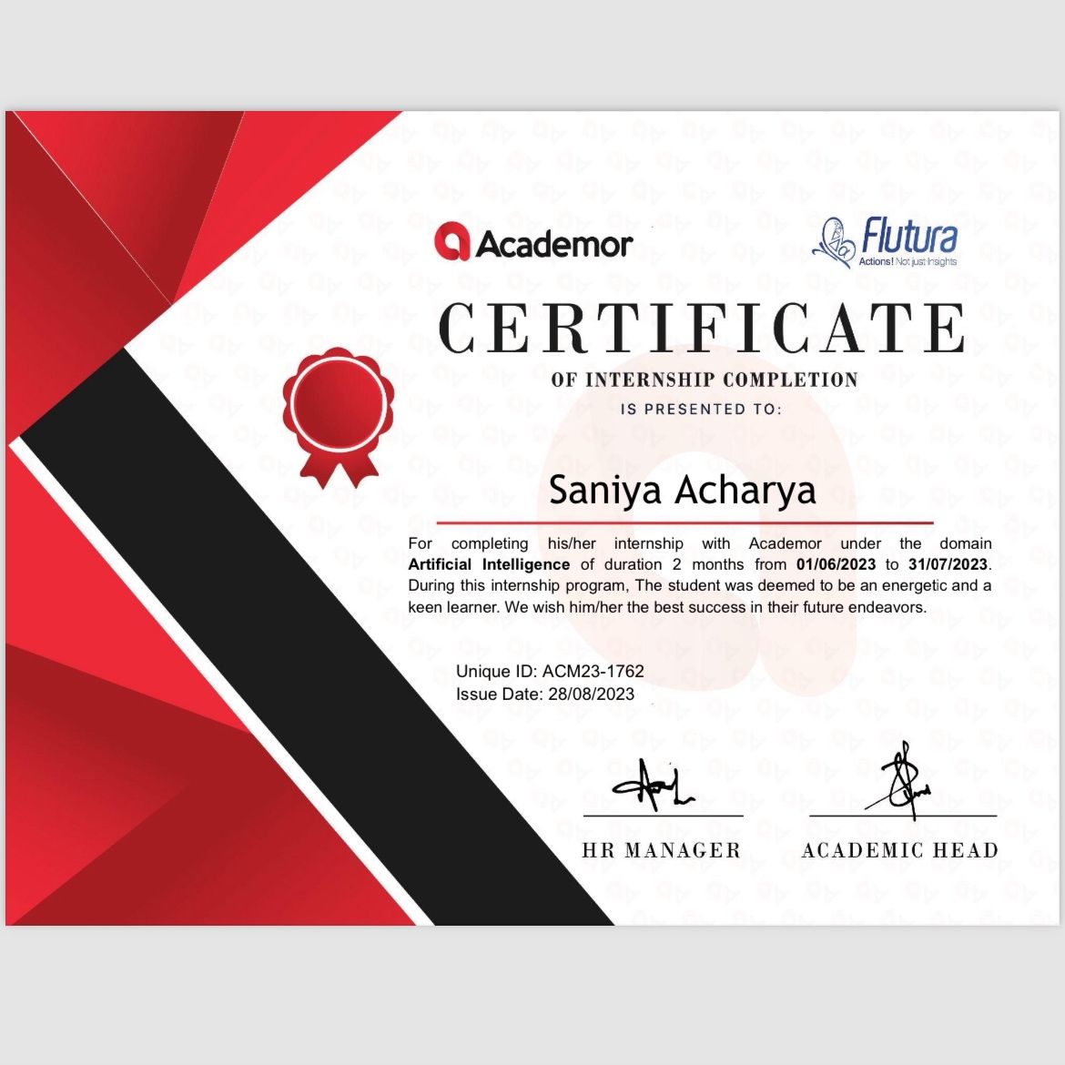 Saniya Acharya on LinkedIn: Completed Intership from Academor under the ... Saniya Acharya on LinkedIn: Completed Intership from Academor under the ...