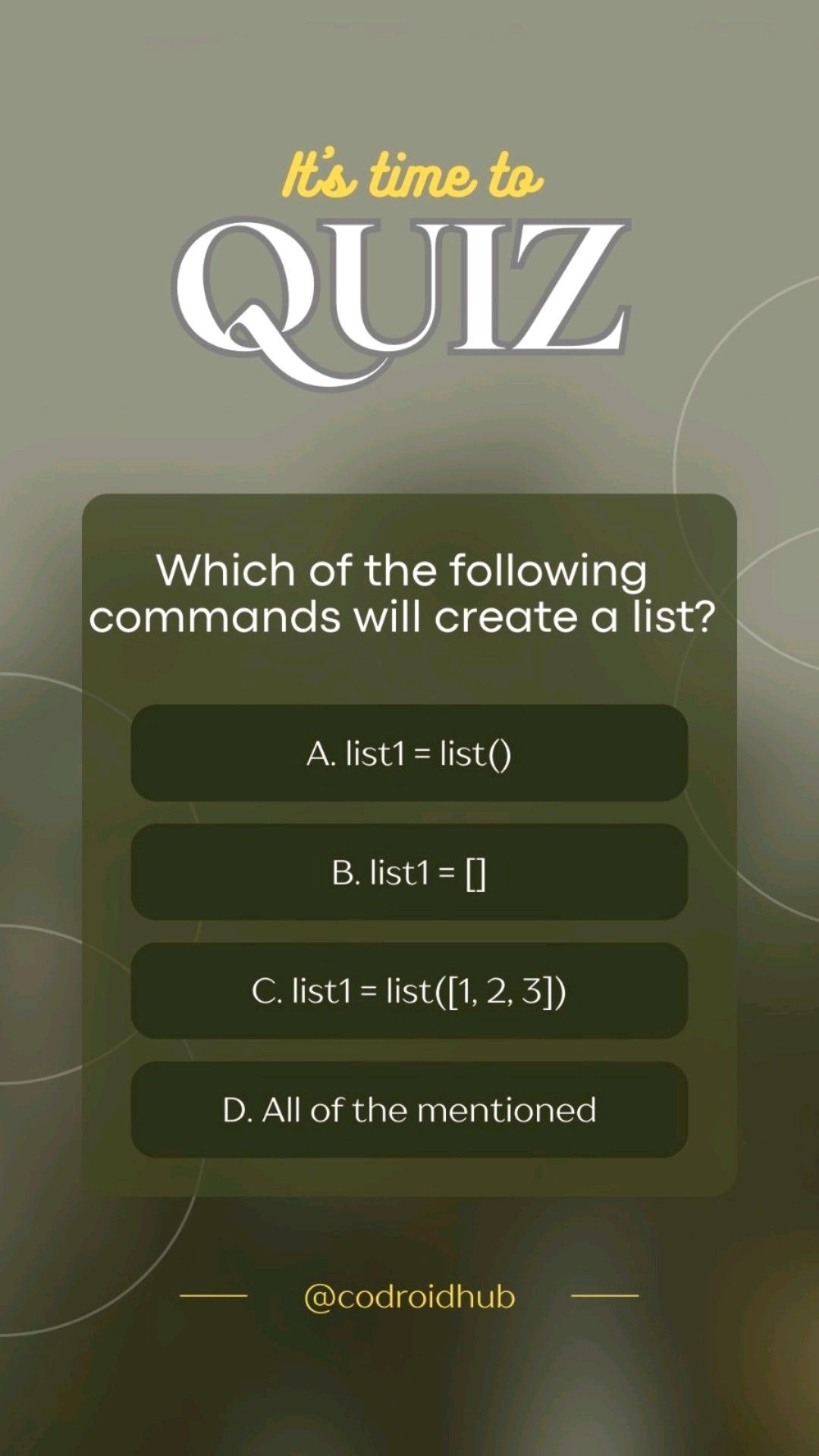 CodroidHub Pvt. Ltd. on LinkedIn: #python #codingchallenge #techquiz # ... CodroidHub Pvt. Ltd. on LinkedIn: #python #codingchallenge #techquiz # ...