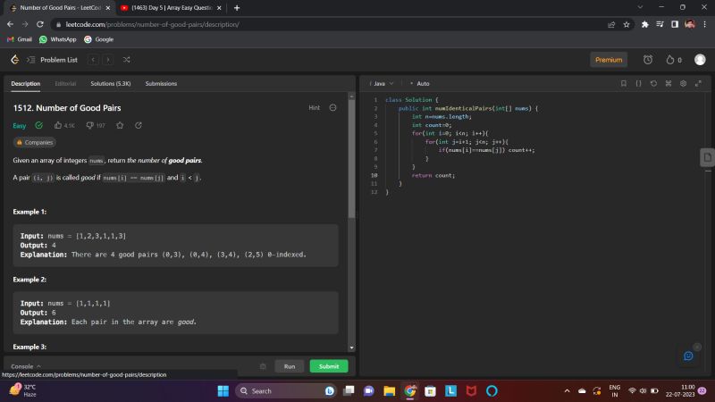 Kritan Jaiswal on LinkedIn: DAY-56/100 Problem-Number of Good Pairs ... Kritan Jaiswal on LinkedIn: DAY-56/100 Problem-Number of Good Pairs ...