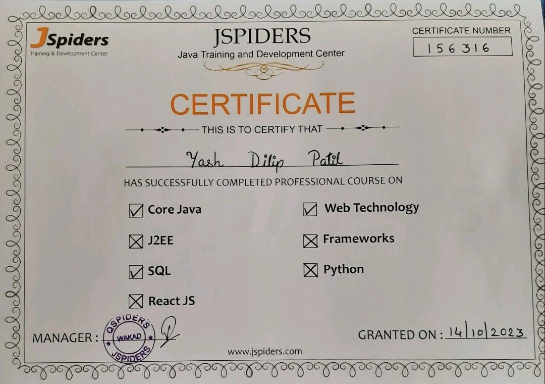 Yash Patil on LinkedIn: #webdevelopment #corejava #sql #webtechnology # ... Yash Patil on LinkedIn: #webdevelopment #corejava #sql #webtechnology # ...