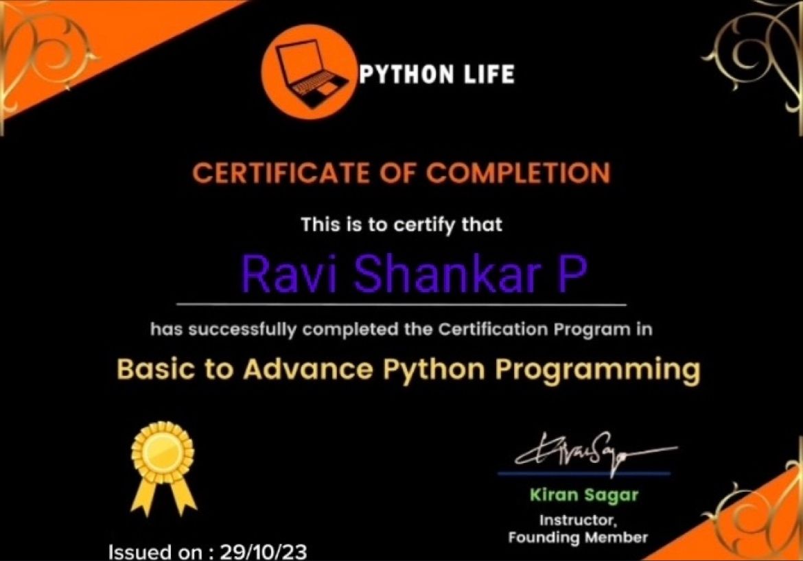 Ravi Shankar P on LinkedIn: #pythonprogramming #pythondeveloper # ... Ravi Shankar P on LinkedIn: #pythonprogramming #pythondeveloper # ...