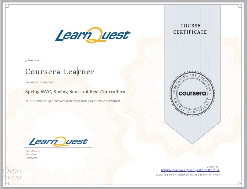 Spring MVC, Spring boot and Rest Controllers course completed. | adnan ... Spring MVC, Spring boot and Rest Controllers course completed. | adnan ...