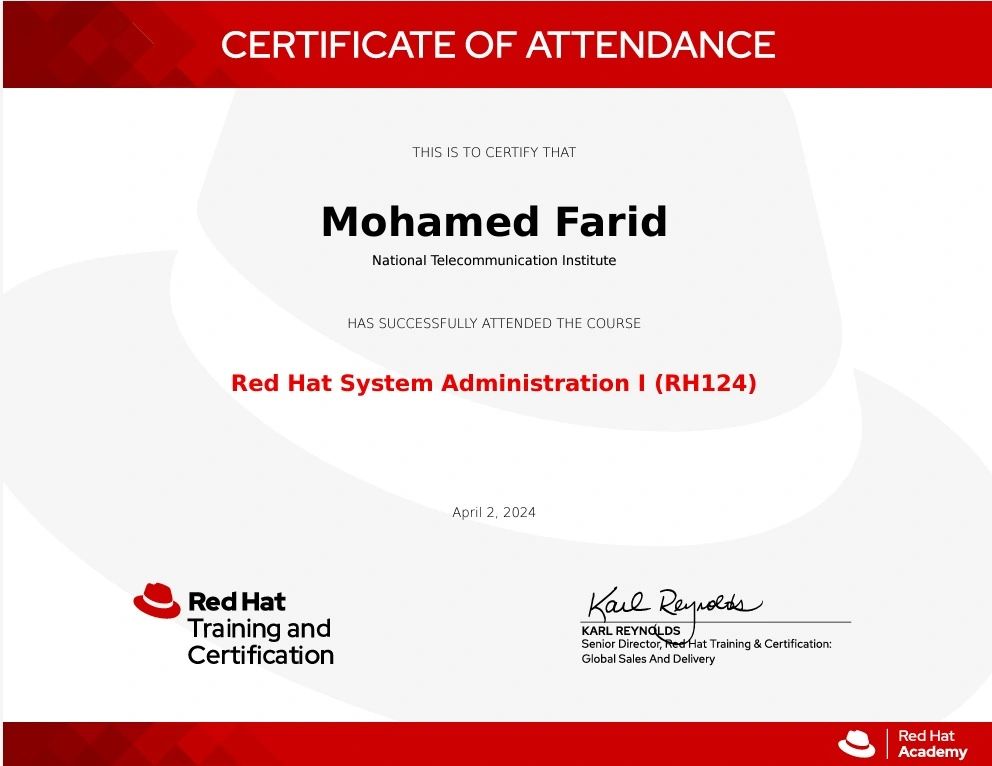 Mohmed Essam on LinkedIn: my redhat Linux certification Mohmed Essam on LinkedIn: my redhat Linux certification