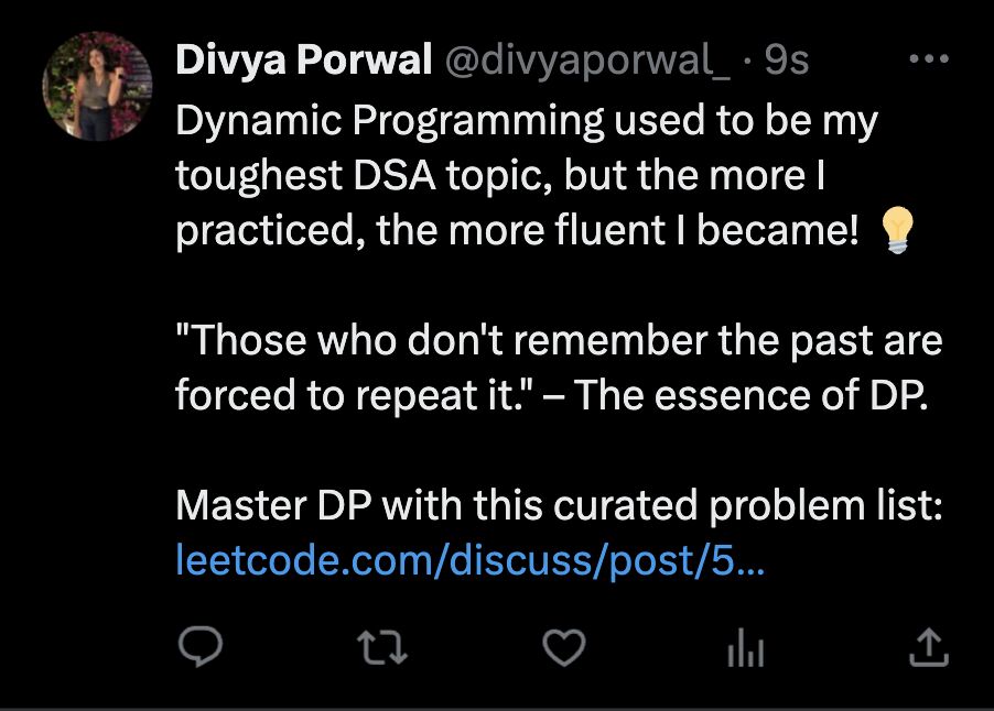 #dynamicprogramming #dsa #problemsolving #leetcode | Divya Porwal | 34 ... #dynamicprogramming #dsa #problemsolving #leetcode | Divya Porwal | 34 ...