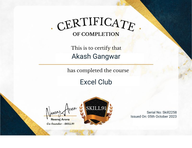 Akash Gangwar on LinkedIn: #excelclub #excelcertificate #dataanalysis # ... Akash Gangwar on LinkedIn: #excelclub #excelcertificate #dataanalysis # ...