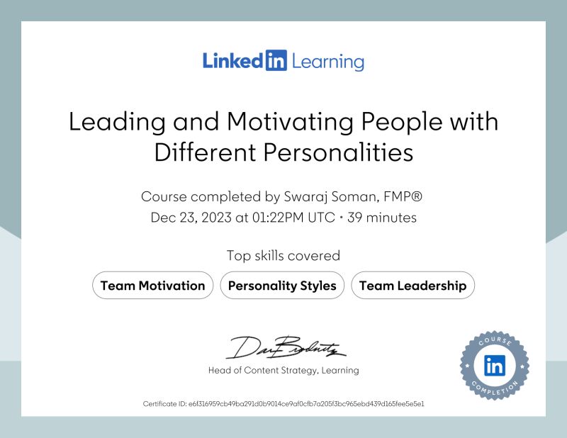 Swaraj Soman, FMP® on LinkedIn: Certificate of Completion Swaraj Soman, FMP® on LinkedIn: Certificate of Completion