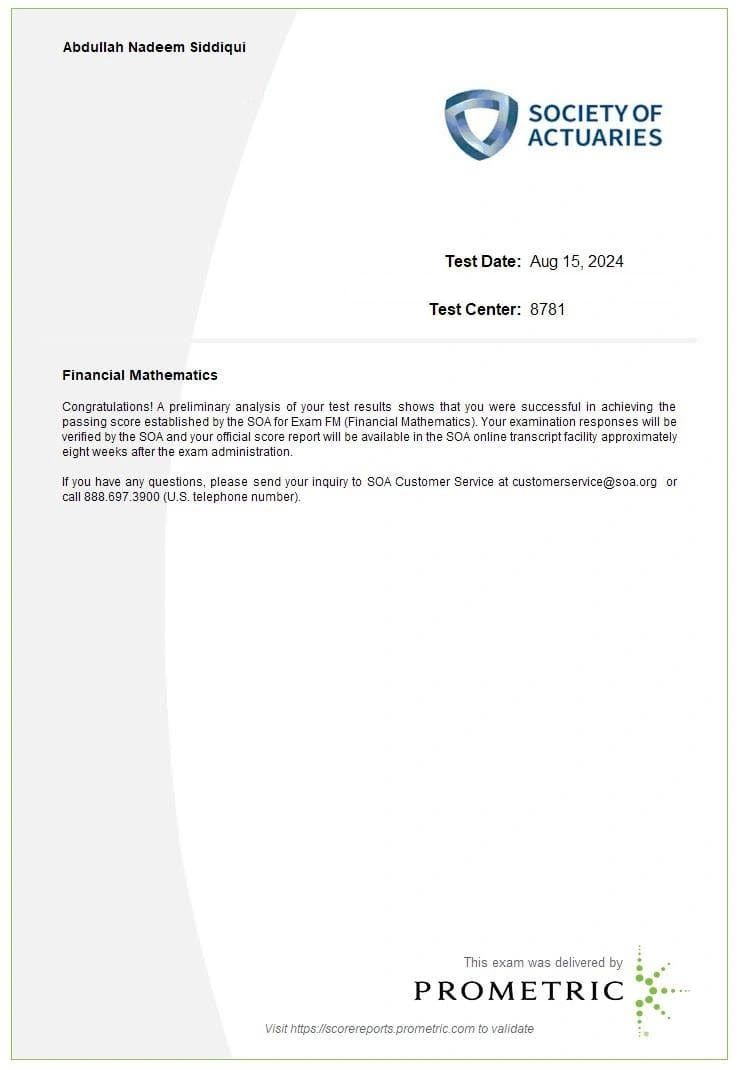 Abdullah Siddiqui on LinkedIn: #soa #examfm #actuary Abdullah Siddiqui on LinkedIn: #soa #examfm #actuary