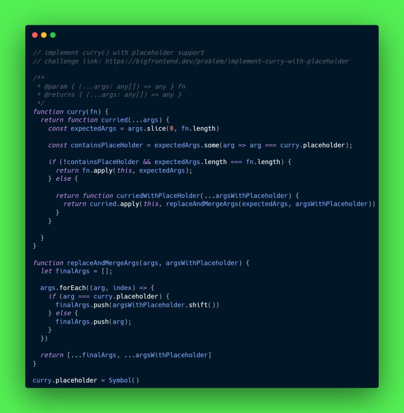 Sankalan Dasgupta on LinkedIn: Solved bfe.dev question: Implement curry ... Sankalan Dasgupta on LinkedIn: Solved bfe.dev question: Implement curry ...