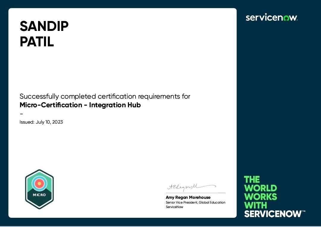 Sandip Patil on LinkedIn: #servicenow #servicenowcertification # ... Sandip Patil on LinkedIn: #servicenow #servicenowcertification # ...