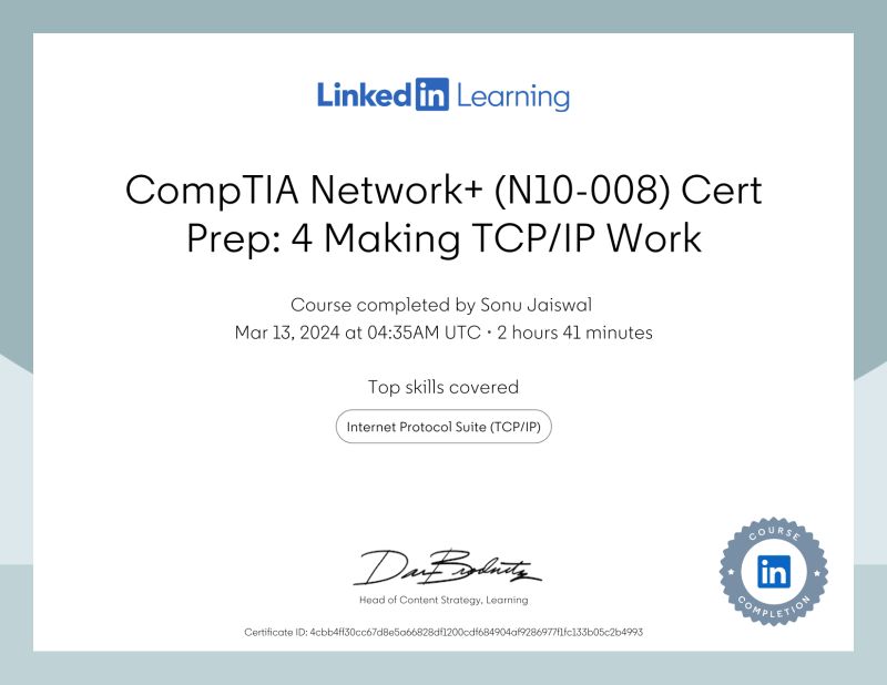 Sonu Jaiswal on LinkedIn: Certificate of Completion Sonu Jaiswal on LinkedIn: Certificate of Completion