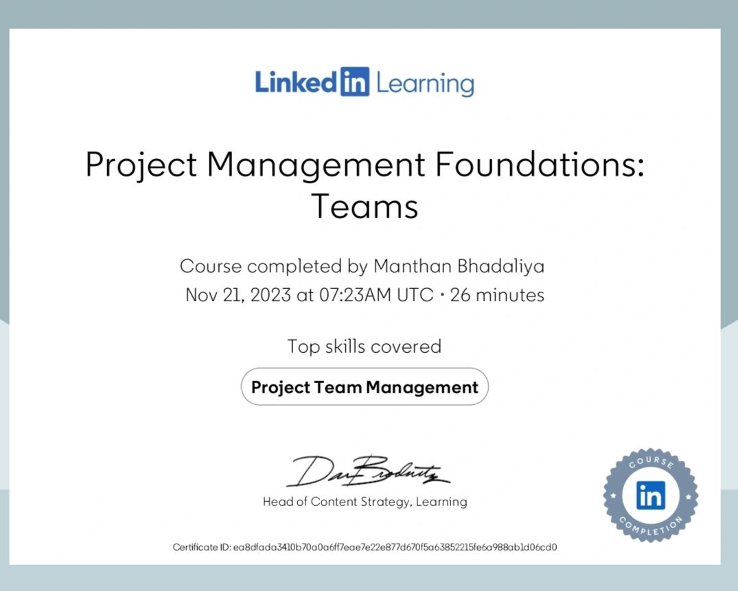 Manthan Bhadaliya on LinkedIn: #linkedin #projectmanagement Manthan Bhadaliya on LinkedIn: #linkedin #projectmanagement