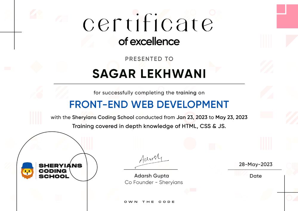 Sagar Lekhwani on LinkedIn: #frontenddevelopment #certification # ... Sagar Lekhwani on LinkedIn: #frontenddevelopment #certification # ...