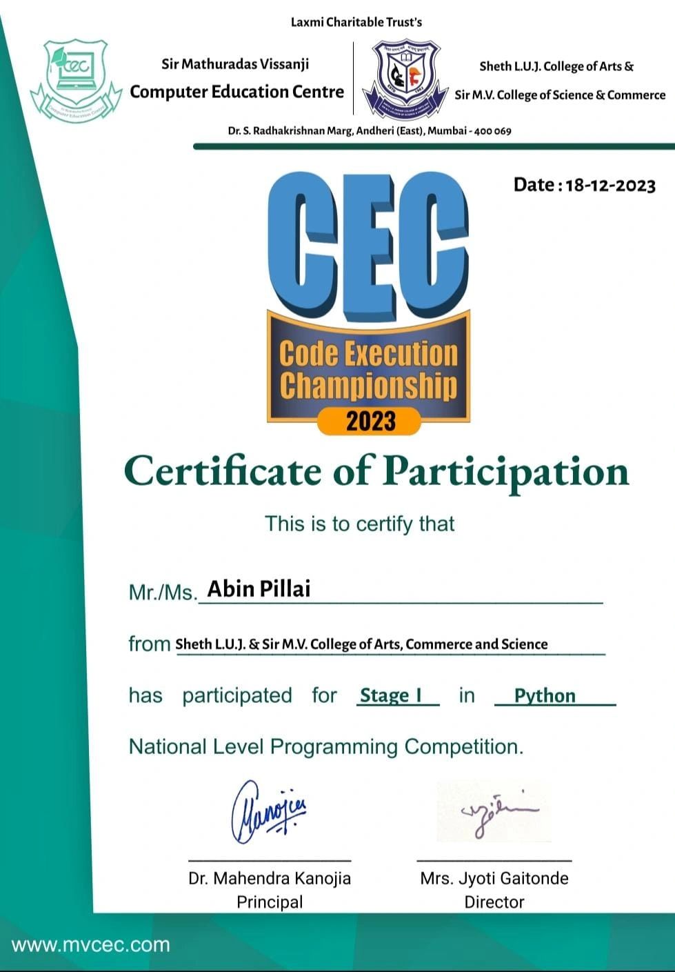 Abin Pillai on LinkedIn: #codeexecutionchampionship #codingjourney # ... Abin Pillai on LinkedIn: #codeexecutionchampionship #codingjourney # ...