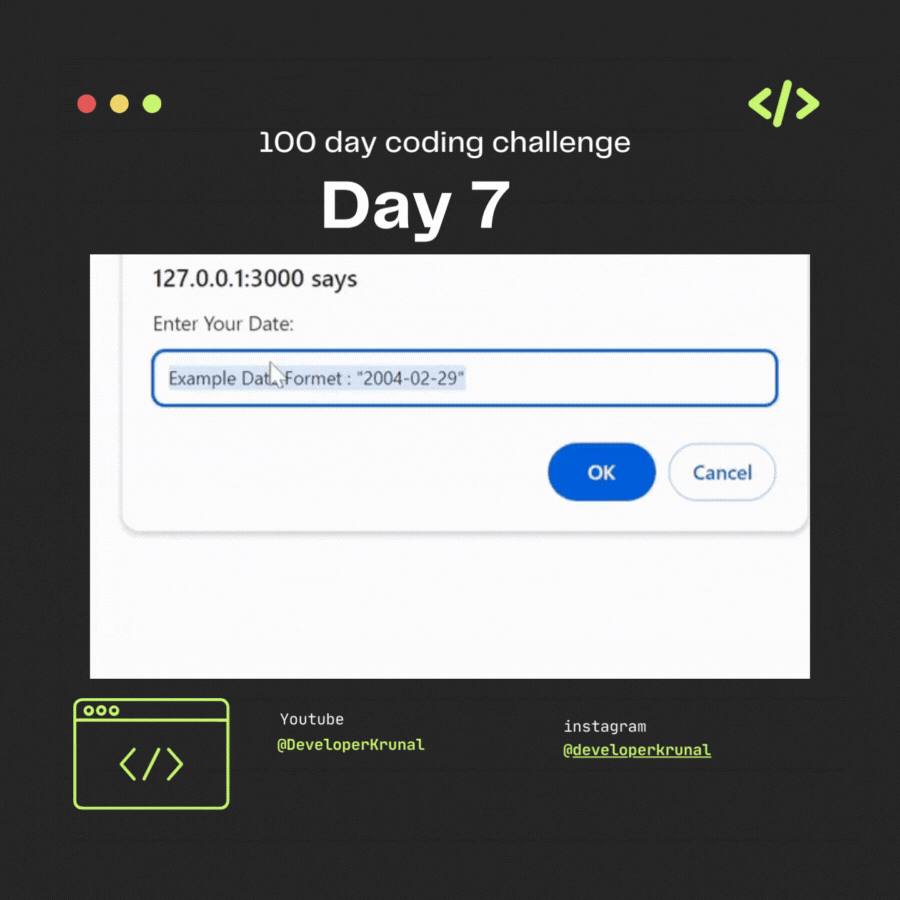Day 7 of 100 Day Coding Challenge | Krunal Trivedi posted on the topic ... Day 7 of 100 Day Coding Challenge | Krunal Trivedi posted on the topic ...
