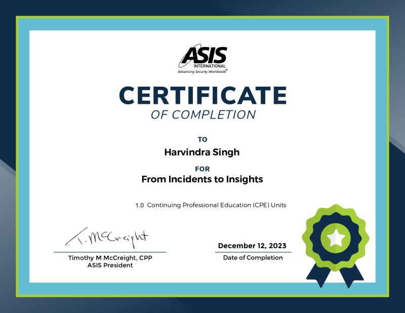 Harvindra Singh, CPP® on LinkedIn: #asisinternational # ... Harvindra Singh, CPP® on LinkedIn: #asisinternational # ...