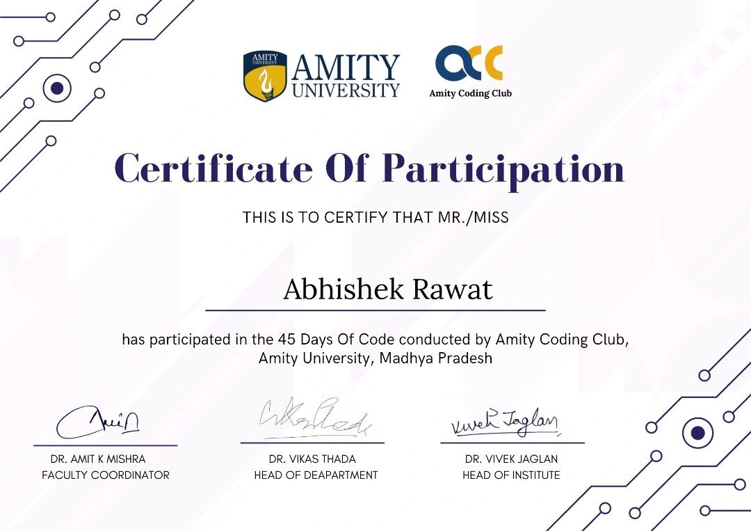 Abhishek Rawat on LinkedIn: #45daysofcode #amitycodingclub #codechef Abhishek Rawat on LinkedIn: #45daysofcode #amitycodingclub #codechef