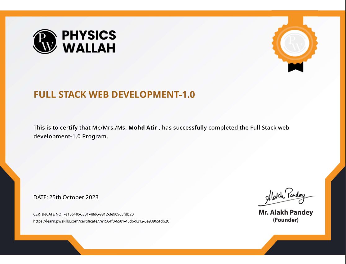 Mohd Atir on LinkedIn: #pwskills #webdevelopment #javascript #programmer Mohd Atir on LinkedIn: #pwskills #webdevelopment #javascript #programmer