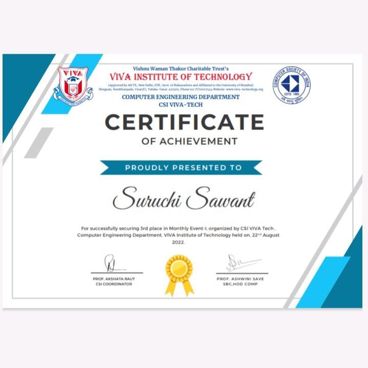 Suruchi Sawant on LinkedIn: Secured 3rd place in Monthly Event ... Suruchi Sawant on LinkedIn: Secured 3rd place in Monthly Event ...