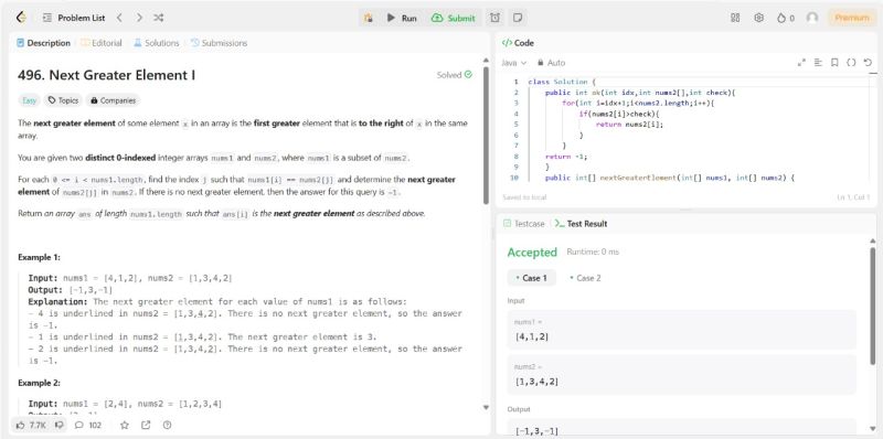 My LeetCode solution for Next Greater Element 1 | Aadeesh Jain posted ... My LeetCode solution for Next Greater Element 1 | Aadeesh Jain posted ...