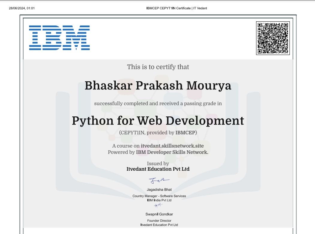 Bhaskar Mourya on LinkedIn: #python #ibmcertification #programming # ... Bhaskar Mourya on LinkedIn: #python #ibmcertification #programming # ...