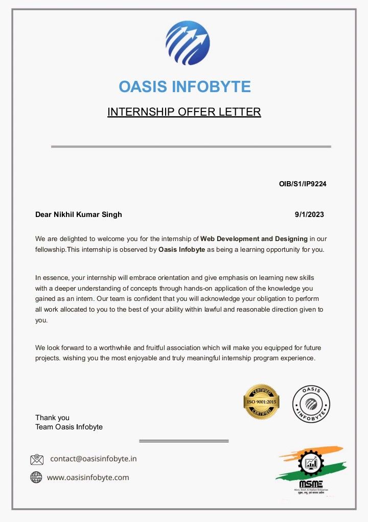 Nikhil Kumar Singh on LinkedIn: #connections #oasisinfobyte Nikhil Kumar Singh on LinkedIn: #connections #oasisinfobyte