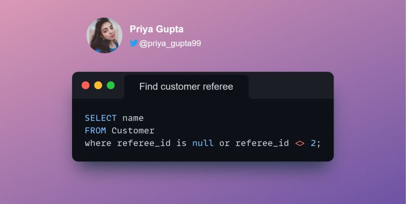 Priya Gupta on LinkedIn: #dataanalyst #sql #sqlqueries #interviewquestions Priya Gupta on LinkedIn: #dataanalyst #sql #sqlqueries #interviewquestions