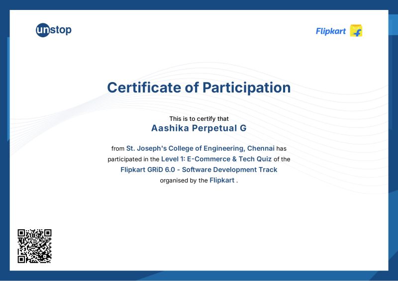 Aashika Perpetual G on LinkedIn: #flipkartgrid6 #hackathon # ... Aashika Perpetual G on LinkedIn: #flipkartgrid6 #hackathon # ...