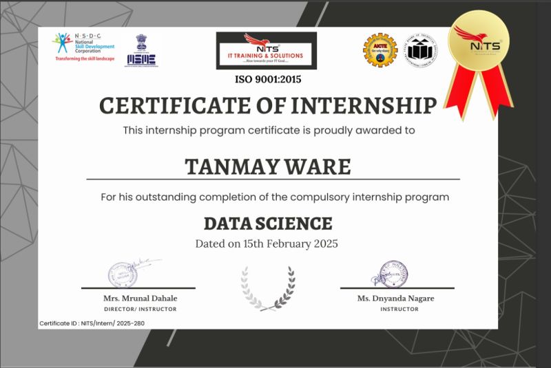#datascience #internshipcompletion #skillenhancement… | Tanmay Ware #datascience #internshipcompletion #skillenhancement… | Tanmay Ware