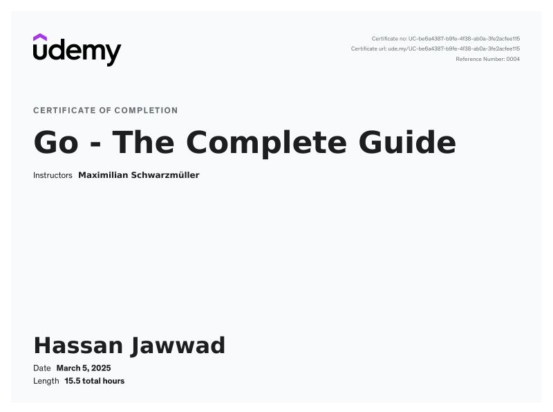 #golang #programming #achievement | Muhammad Hassan Jawwad #golang #programming #achievement | Muhammad Hassan Jawwad