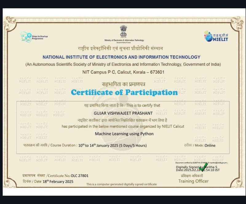 #machinelearning #python #nielit | Vishwajeet Gujar #machinelearning #python #nielit | Vishwajeet Gujar