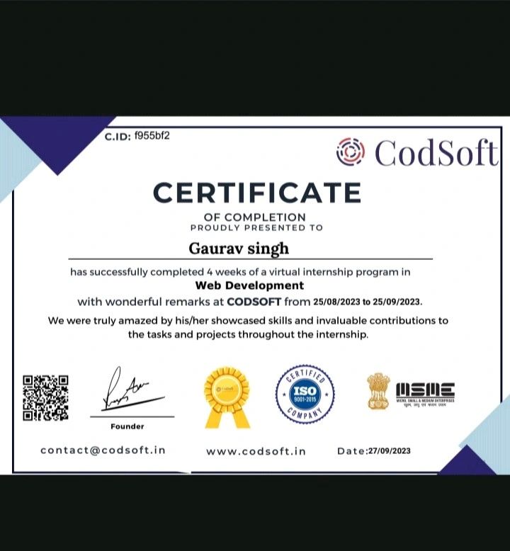 GAURAV SINGH on LinkedIn: #hi #connection #codesoft #cip # ... GAURAV SINGH on LinkedIn: #hi #connection #codesoft #cip # ...