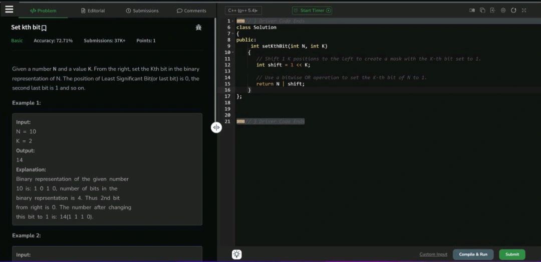 Nitesh Kumawat on LinkedIn: #codingchallenge #bitmanipulation #gfg Nitesh Kumawat on LinkedIn: #codingchallenge #bitmanipulation #gfg