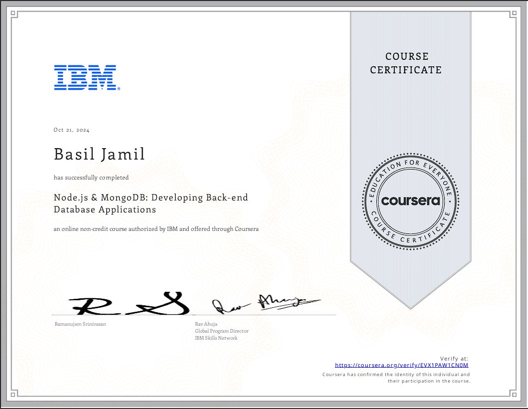 Basil Jamil on LinkedIn: #nodejs #mongodb #backenddevelopment #coursera ... Basil Jamil on LinkedIn: #nodejs #mongodb #backenddevelopment #coursera ...