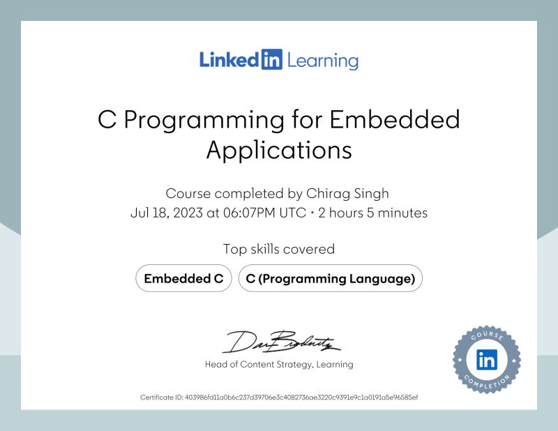 Chirag Singh on LinkedIn: Certificate of Completion Chirag Singh on LinkedIn: Certificate of Completion