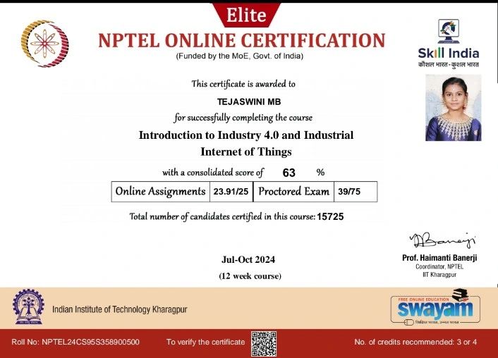 Tejaswini MB on LinkedIn: Successfully completed the NPTEL Online ... Tejaswini MB on LinkedIn: Successfully completed the NPTEL Online ...