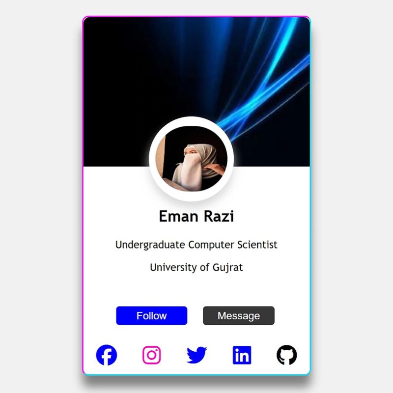 Eman Razi on LinkedIn: #html #css #webdevelopment #profilecard # ... Eman Razi on LinkedIn: #html #css #webdevelopment #profilecard # ...