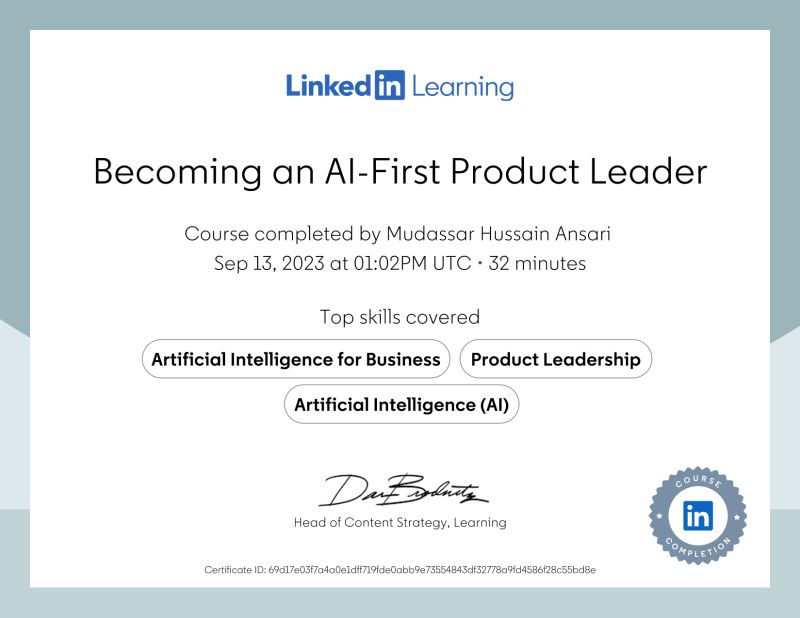 Mudassar Hussain Ansari on LinkedIn: Certificate of Completion Mudassar Hussain Ansari on LinkedIn: Certificate of Completion