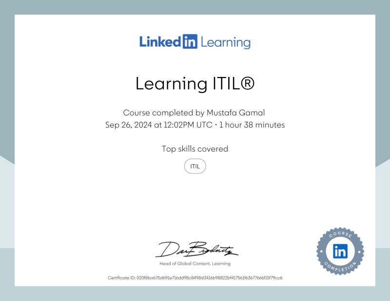 Mustafa Gamal on LinkedIn: Certificate of Completion Mustafa Gamal on LinkedIn: Certificate of Completion